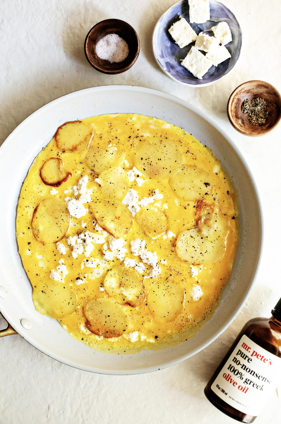 mr. pete’s potato and feta omelette – mr. pete's 100% Greek olive oil